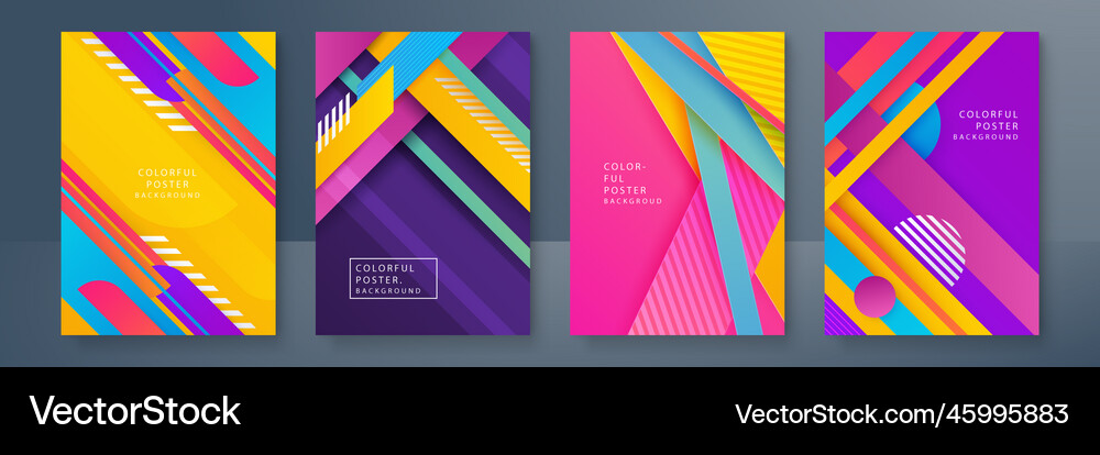 Creative colorful covers or posters set in trendy Vector Image