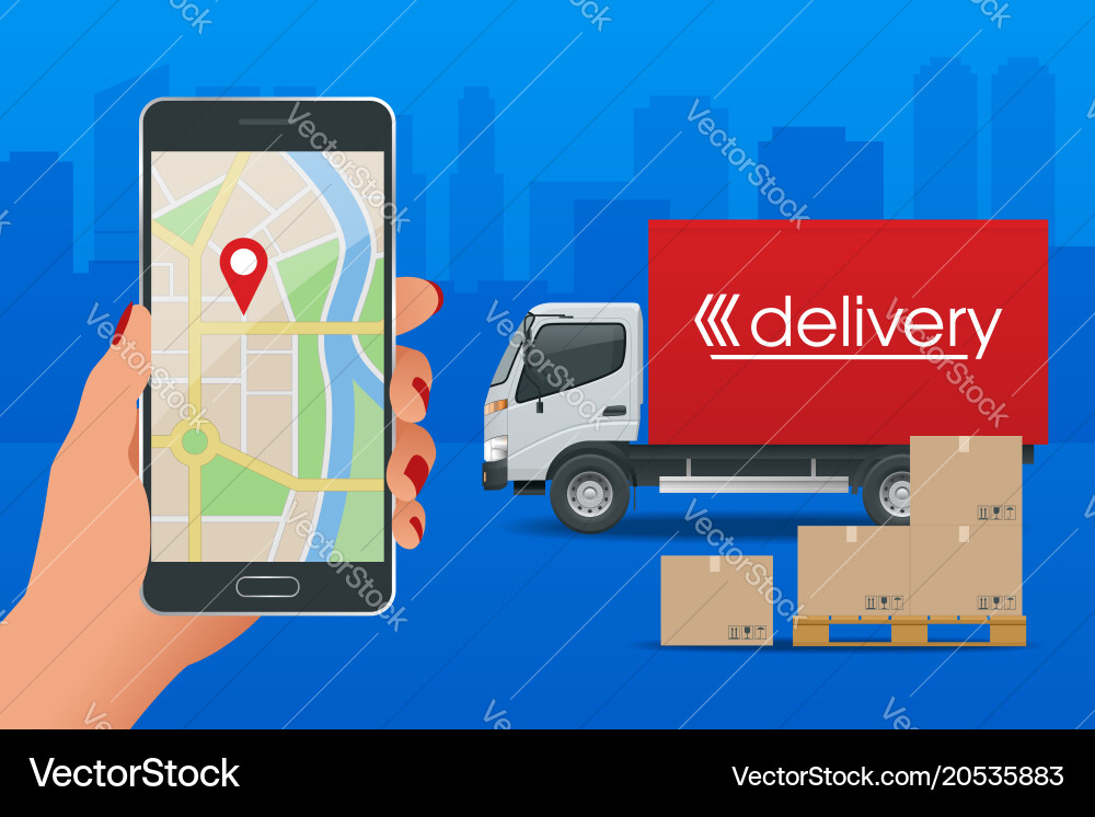 Delivery service via modern technology tracking Vector Image