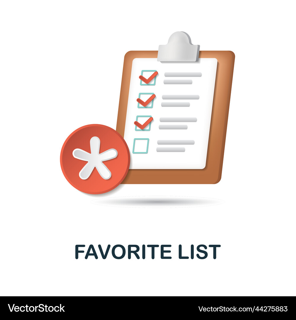Favorite list icon 3d from online store Royalty Free Vector