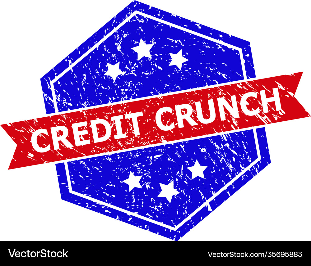 Hexagon bicolor credit crunch watermark Royalty Free Vector