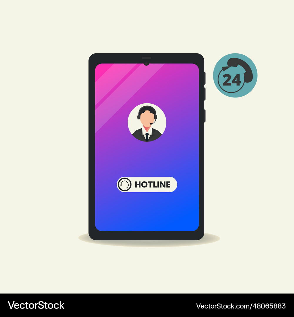 Hotline on smart phone call hotline service Vector Image