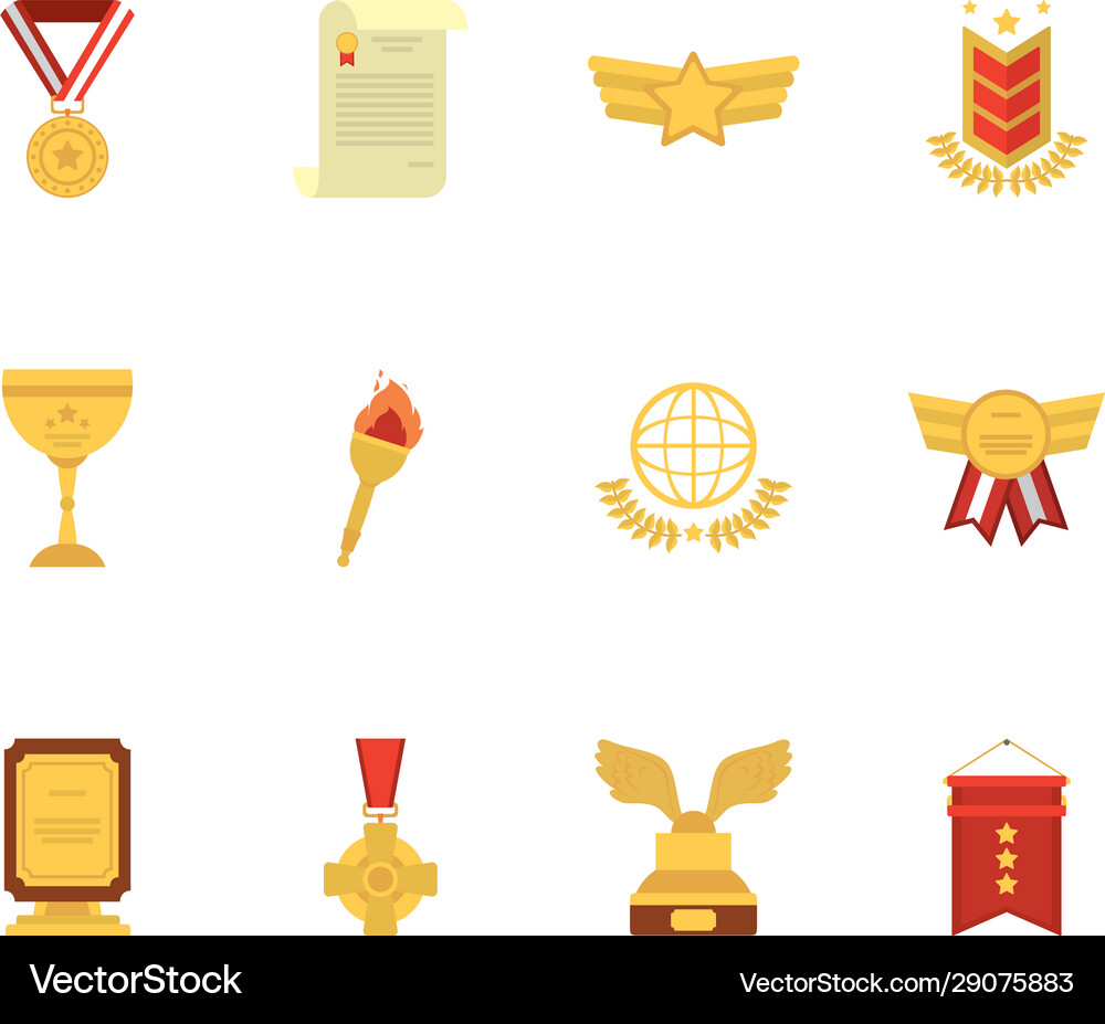 Isolated gold winner and first position icon set Vector Image