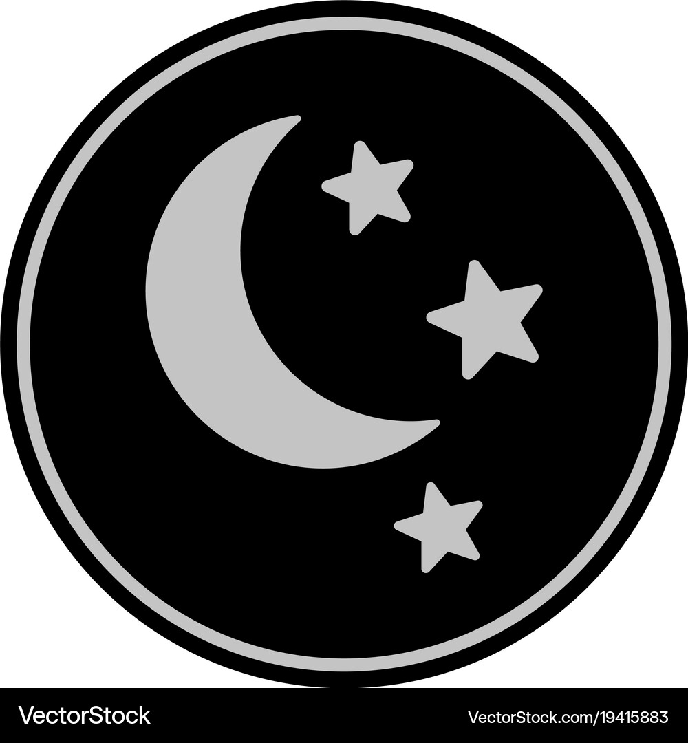 Moon stars black coin Royalty Free Vector Image