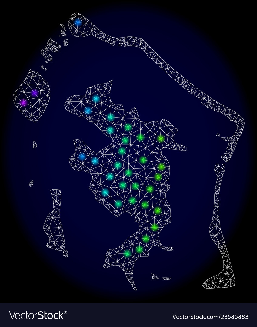 Polygonal network mesh map bora-bora Royalty Free Vector