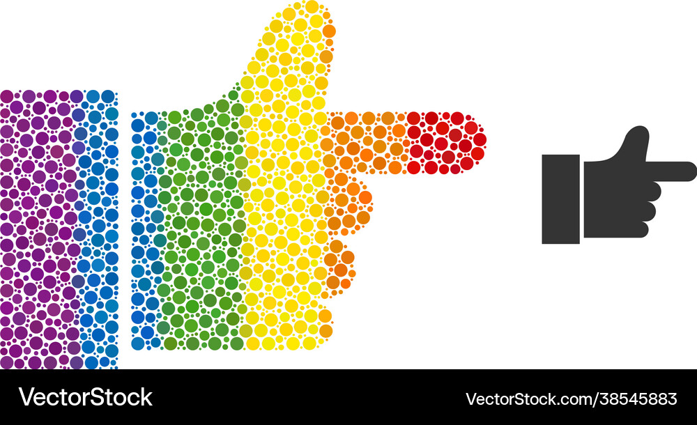 Rainbow index finger mosaic icon spheres Vector Image
