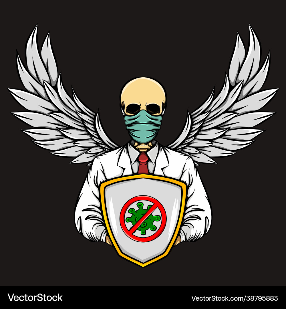 Skull guardian doctor protect from Royalty Free Vector Image