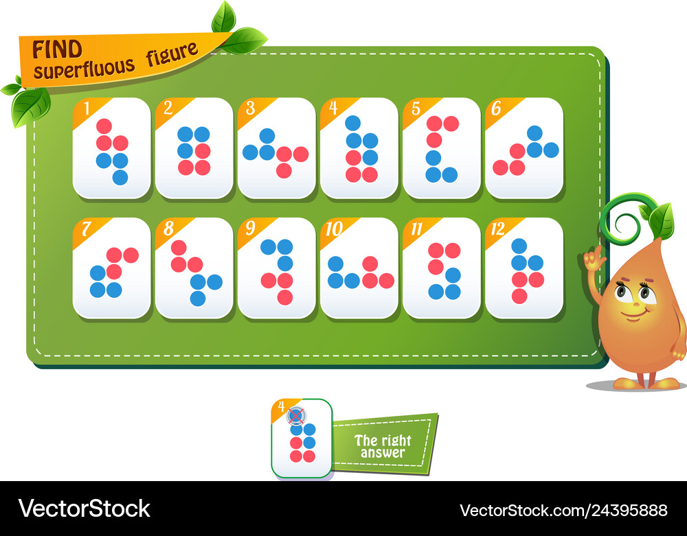 Educational game find superfluous figure Vector Image