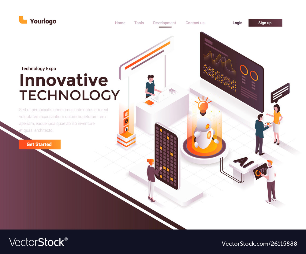Flat color modern isometric concept - innovative Vector Image