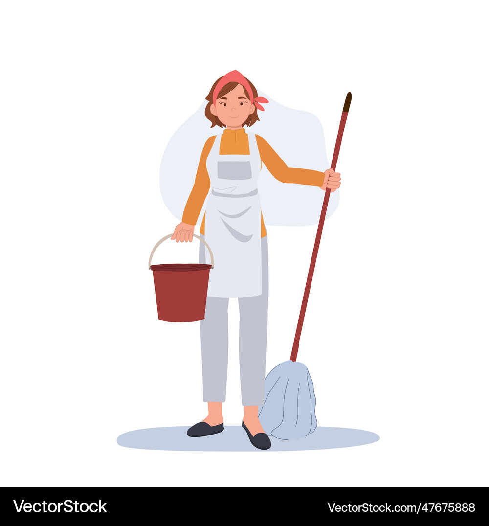 Professional cleaner lady working as housekeeper Vector Image