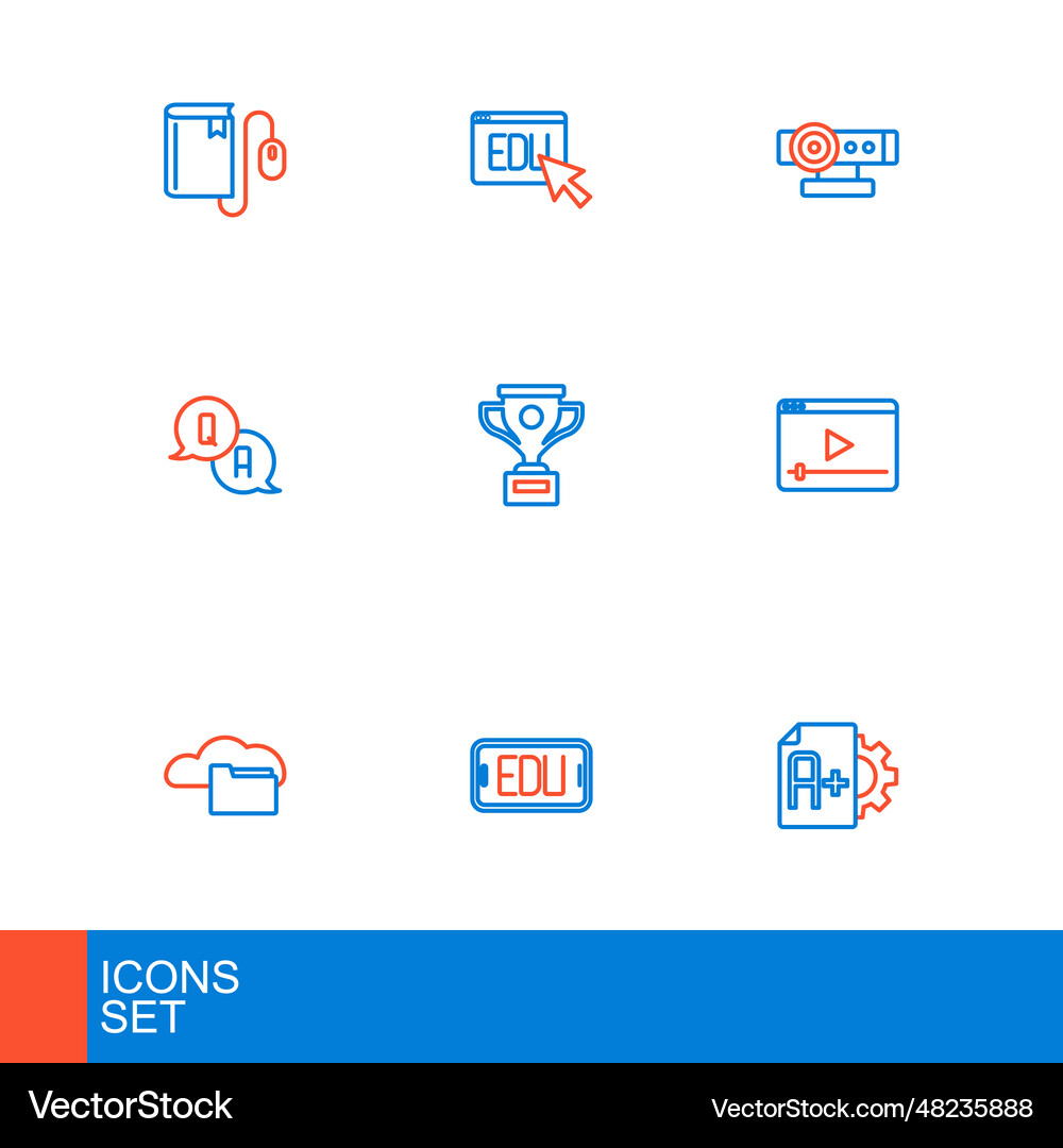 Set line exam sheet with a plus grade online Vector Image