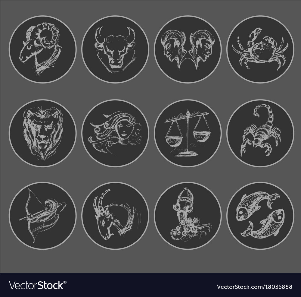 Set Of Astrological Zodiac Symbols Horoscope Vector Image
