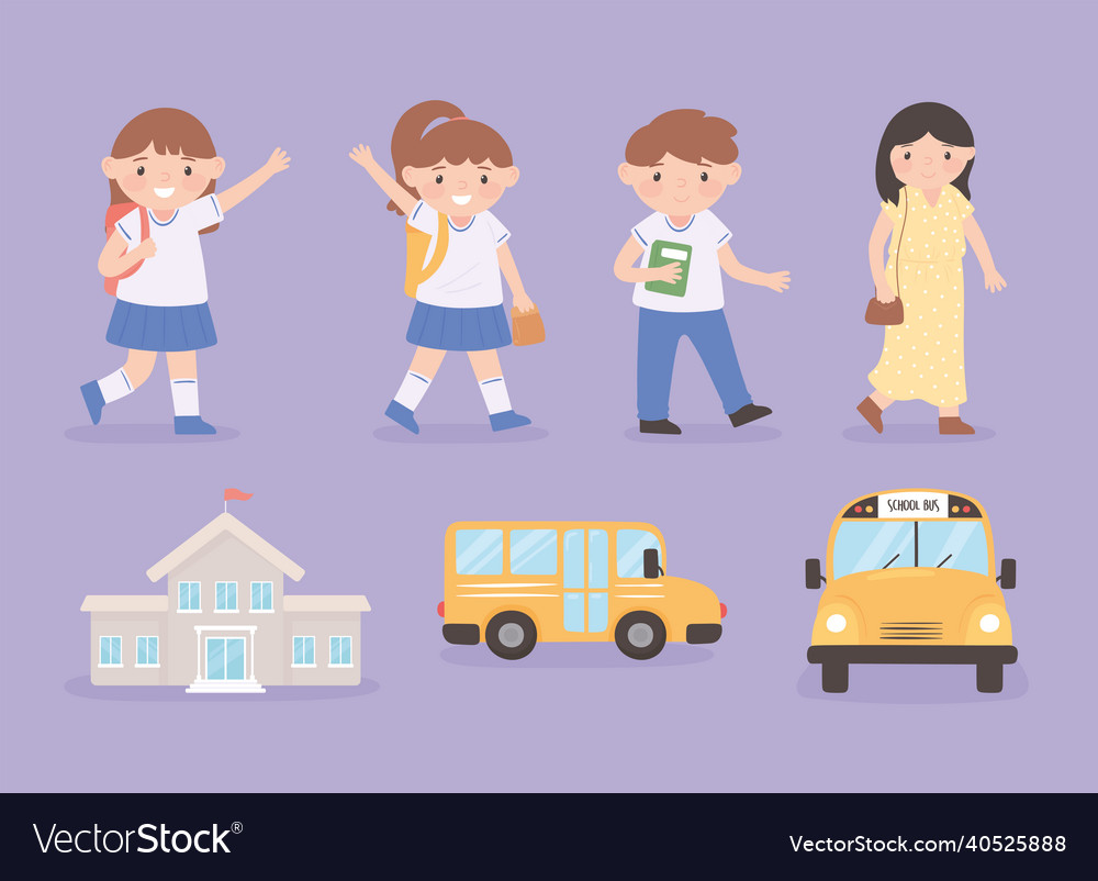 Set students and teacher Royalty Free Vector Image