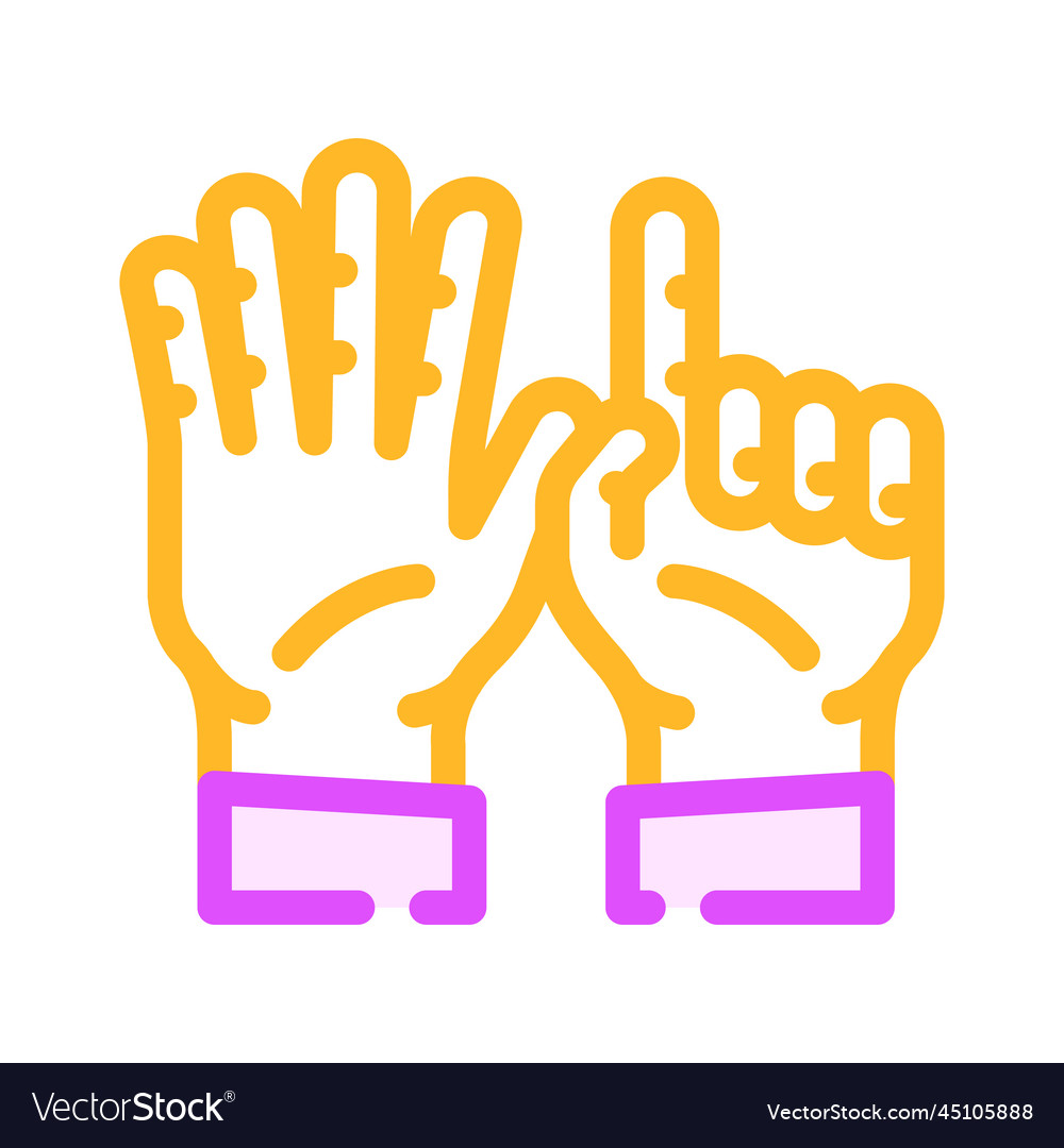 Six number hand gesture color icon Royalty Free Vector Image