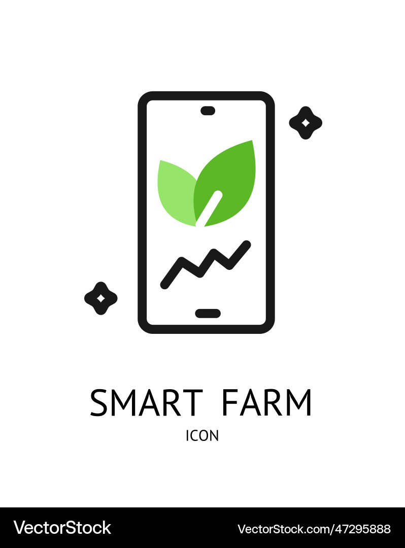 Smart farm sign thin line icon emblem concept Vector Image
