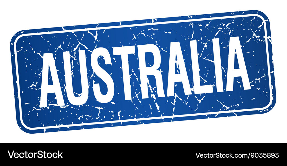Australia blue stamp isolated on white background Vector Image