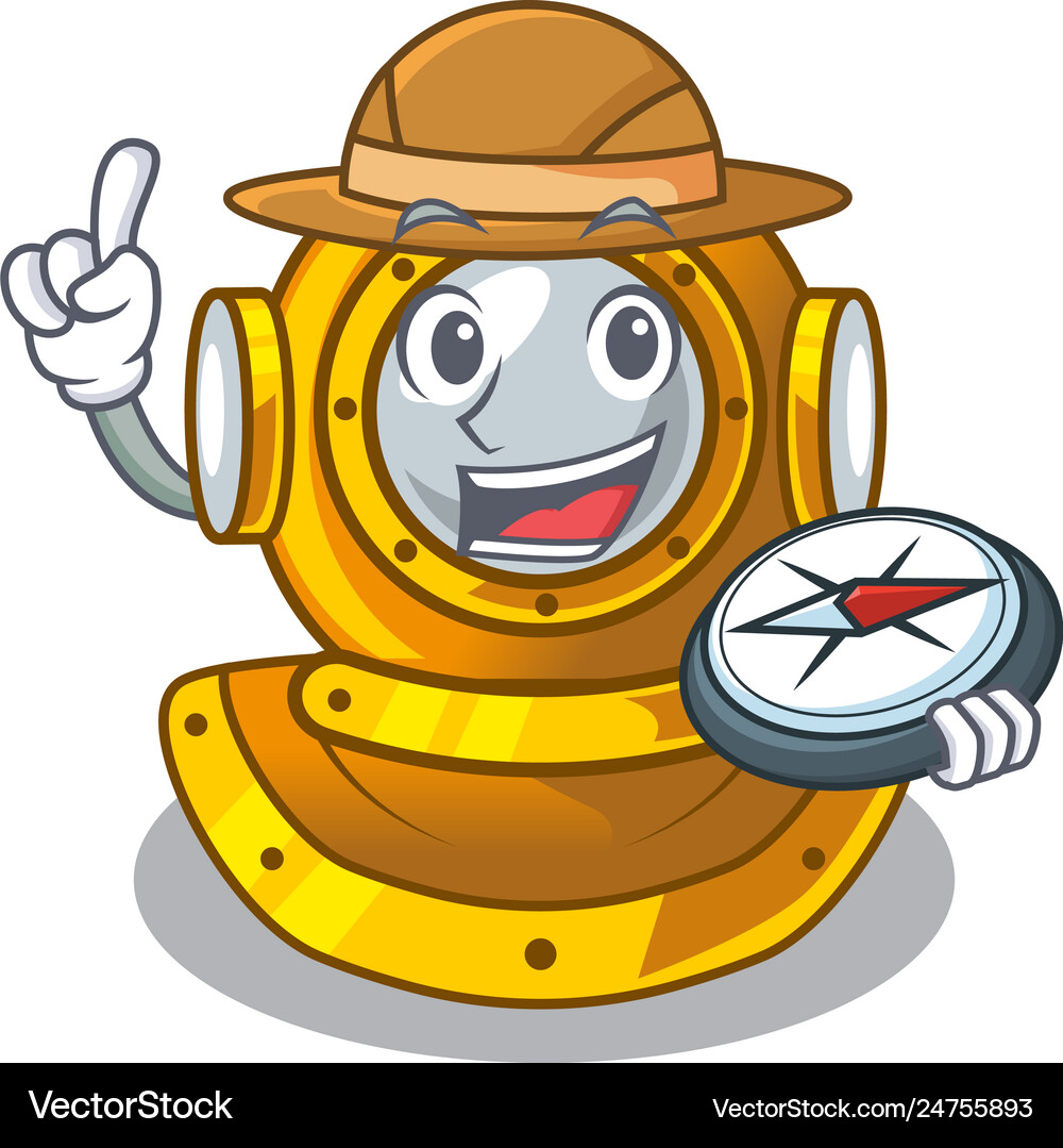 Explorer shape diving helmet character in closet Vector Image