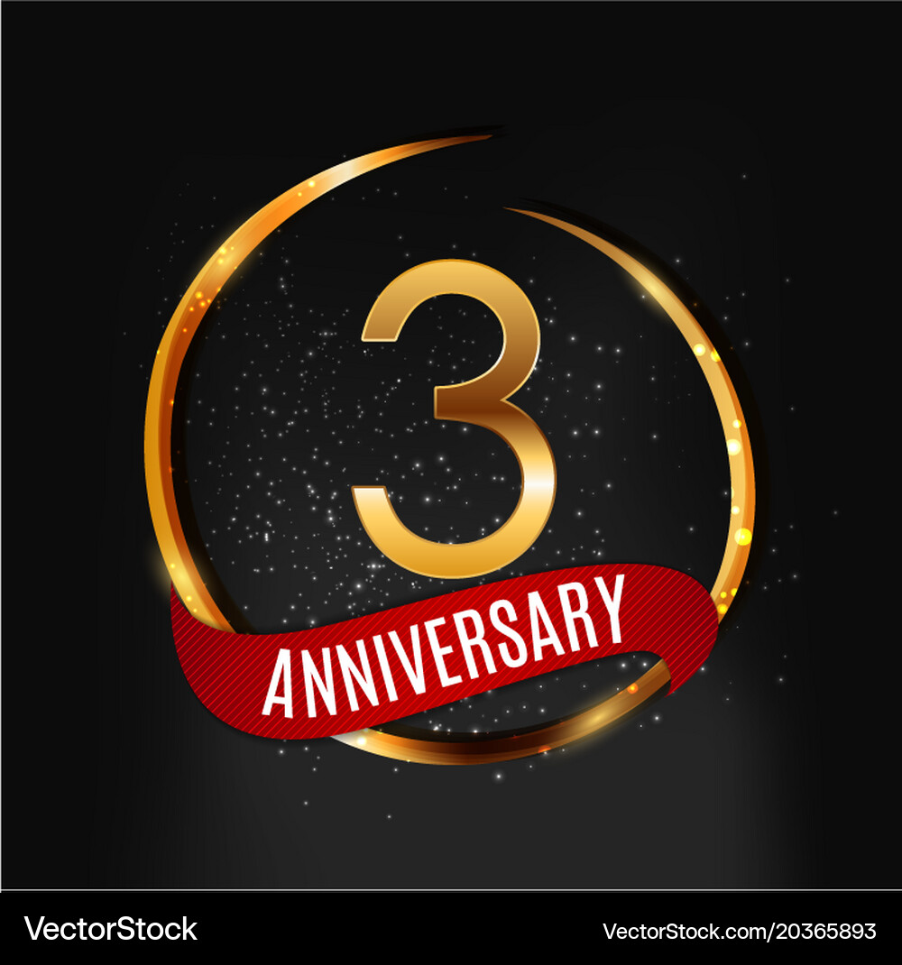 Gold Anniversary Logo - 3 Year Celebration Vector Image