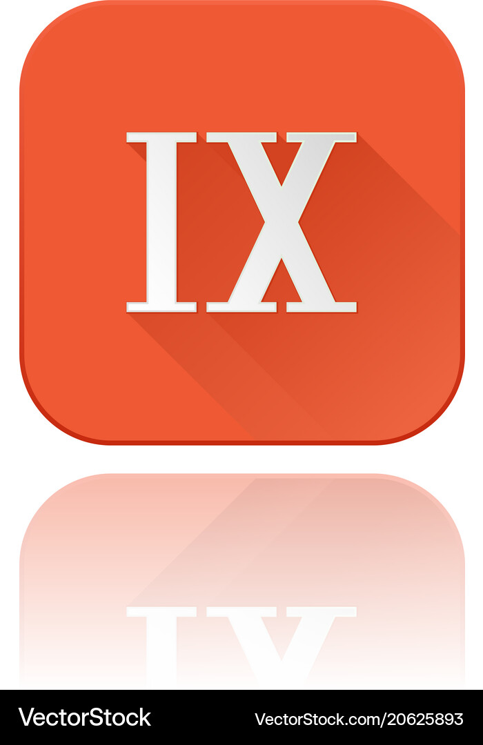 Ix roman numeral orange square icon Royalty Free Vector