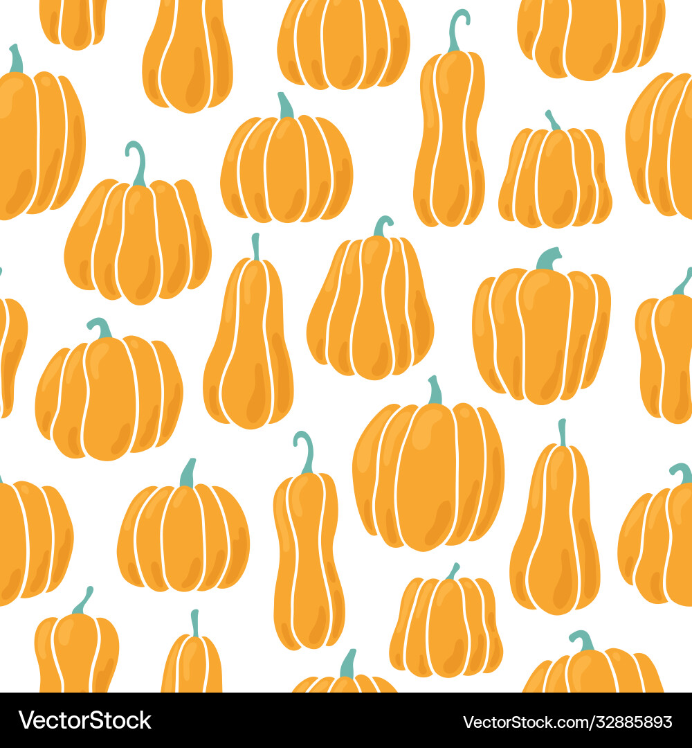 Pumpkin seamless pattern pumpkins different Vector Image