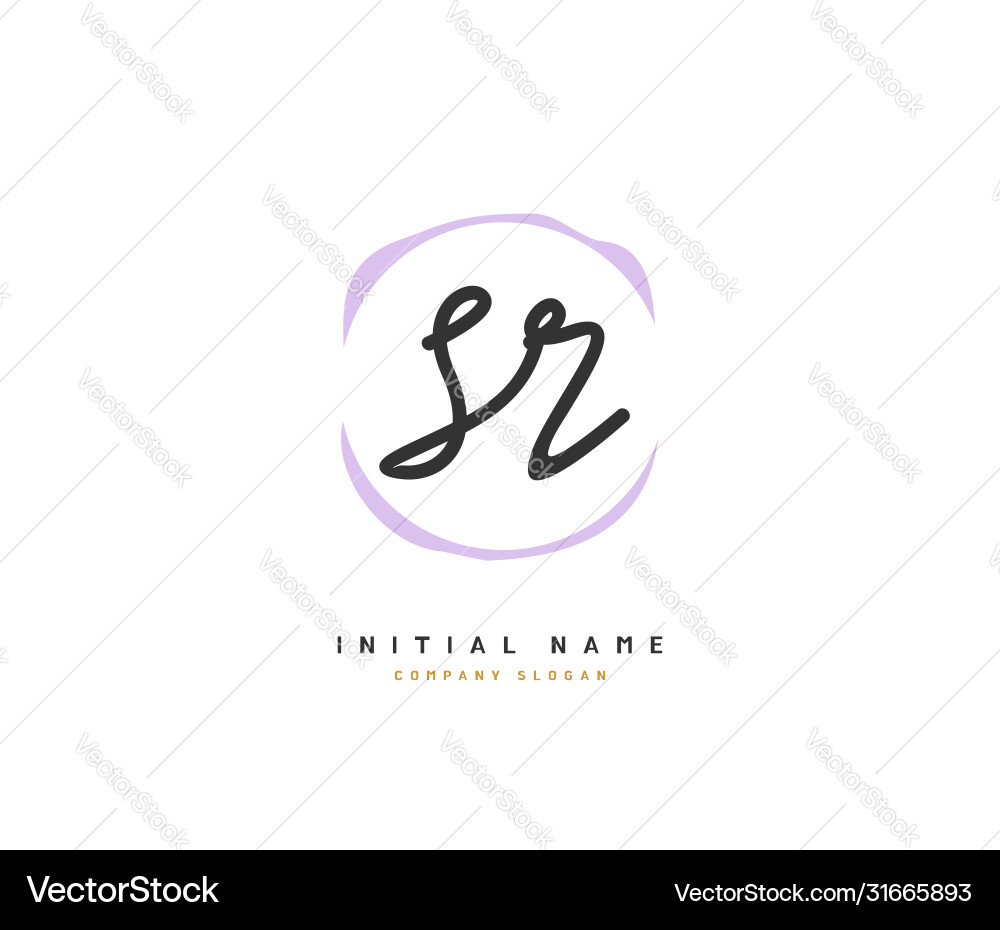 S r sr beauty initial logo handwriting Royalty Free Vector