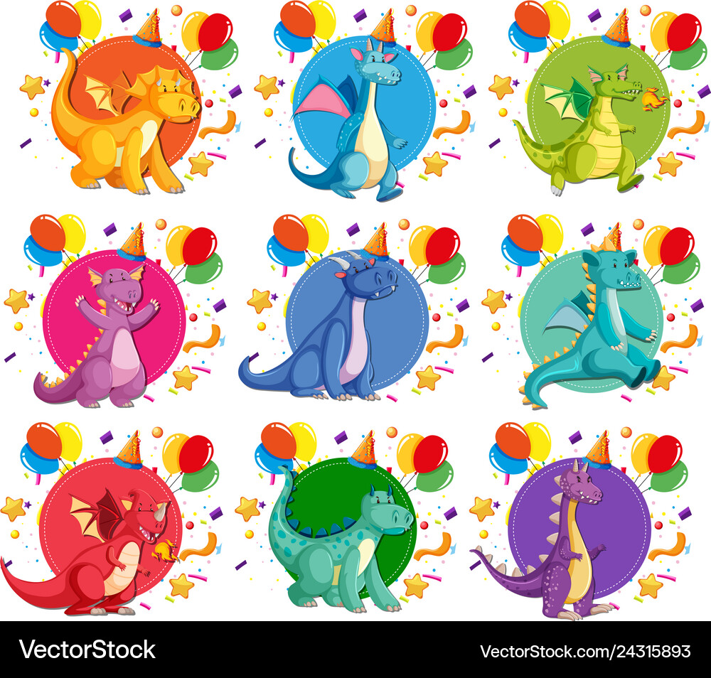 Set of dragon character Royalty Free Vector Image