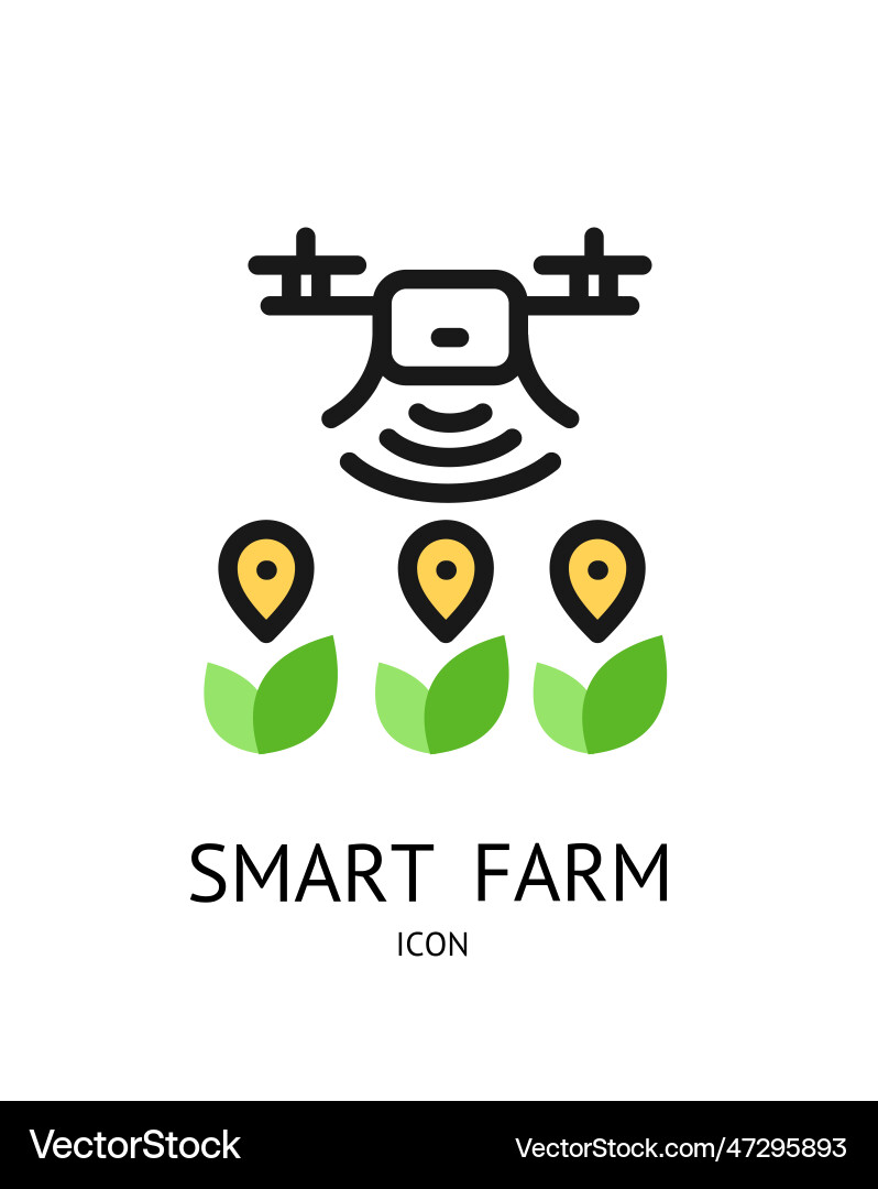 Smart farm sign thin line icon emblem concept Vector Image