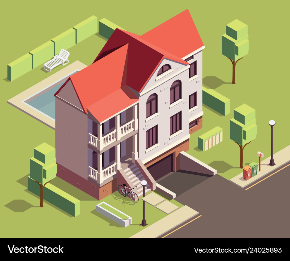 Suburban residential building composition Vector Image