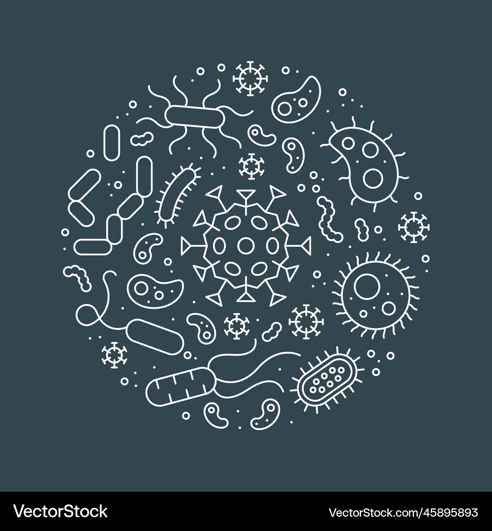 Virus and bacteria round design line style Vector Image