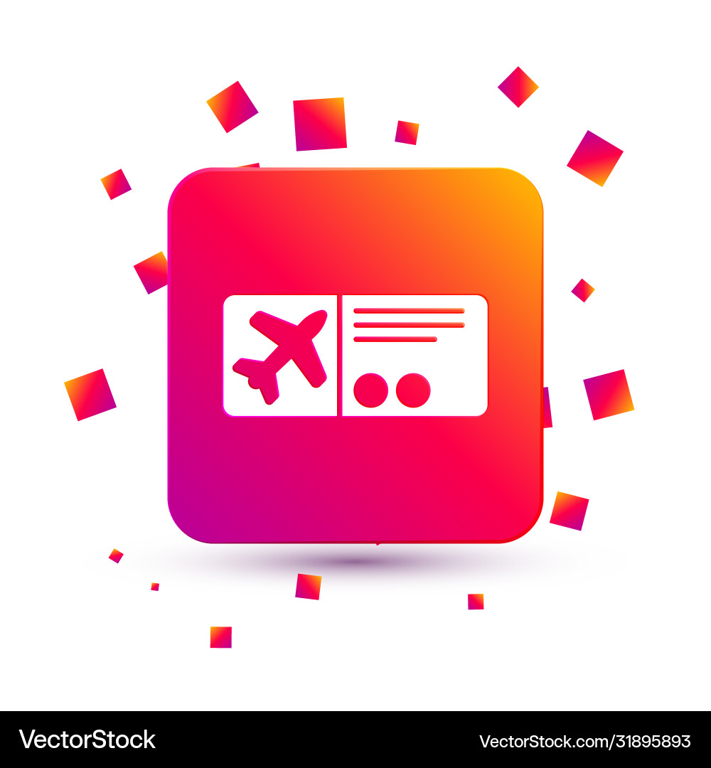 White airline ticket icon isolated on Royalty Free Vector
