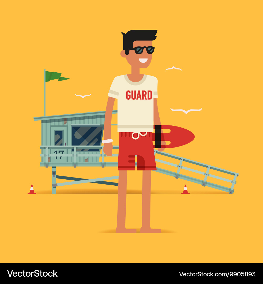 Young Male Life Guard Character Royalty Free Vector Image