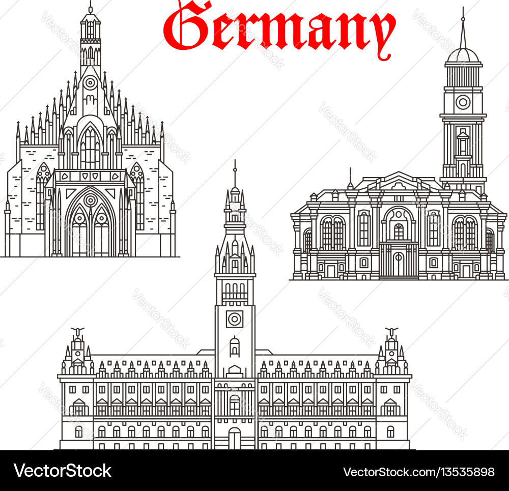 Architecture buildings germany icons Royalty Free Vector