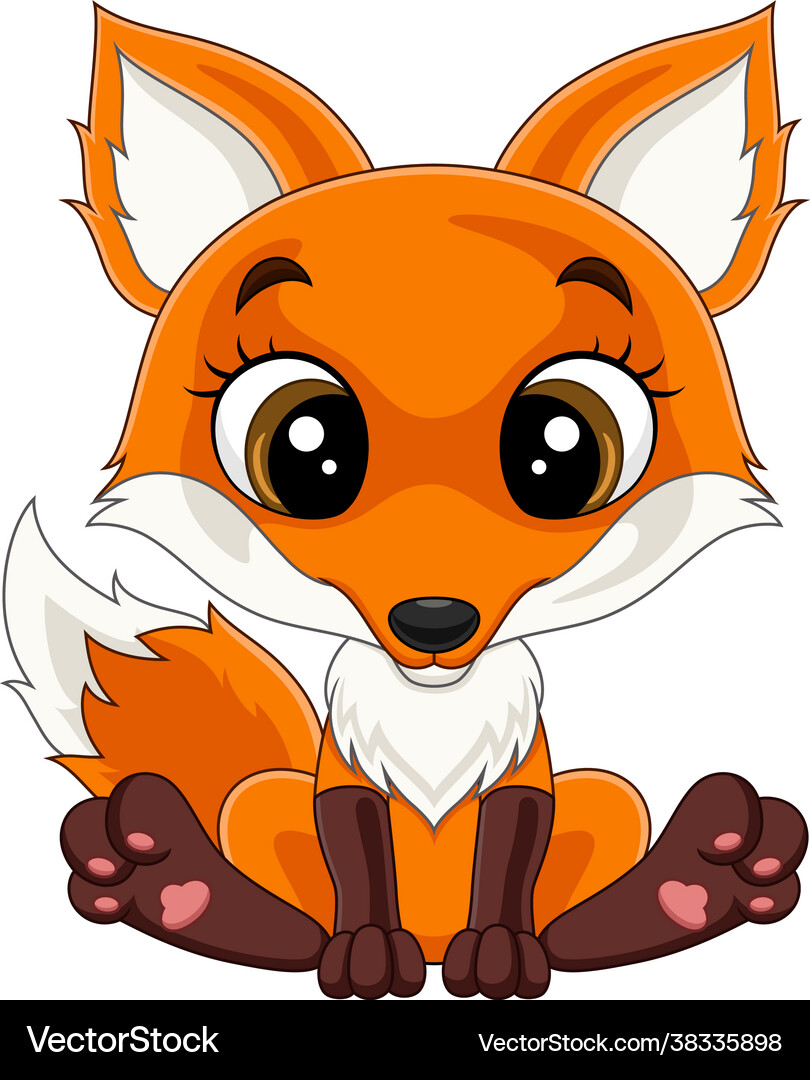 Cartoon cute little fox sitting Royalty Free Vector Image