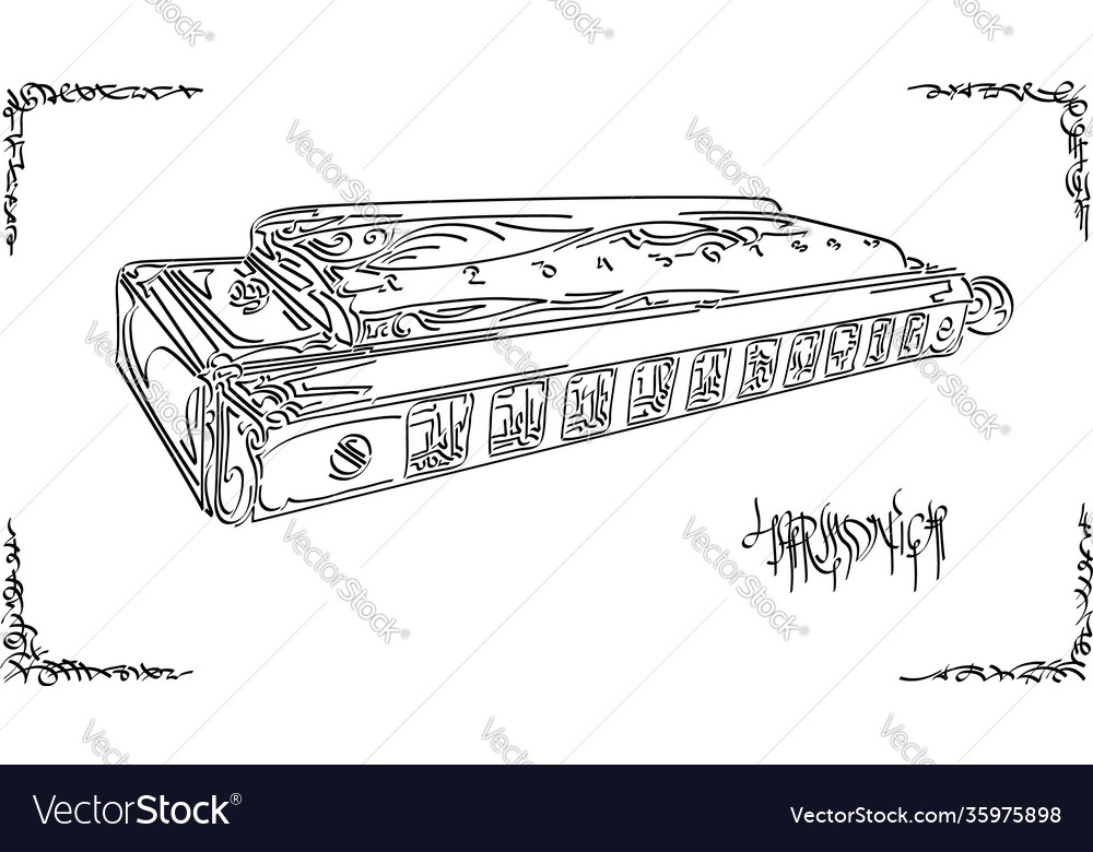 Drawing harmonica Royalty Free Vector Image - VectorStock