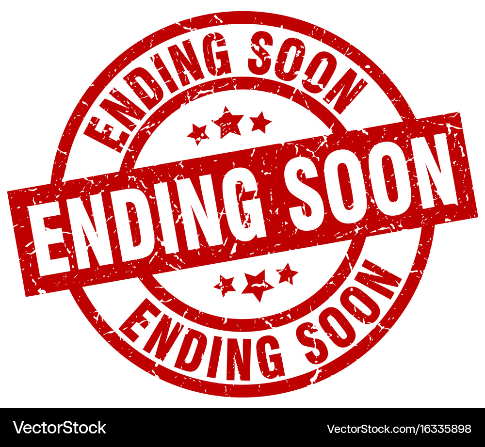 Ending soon round red grunge stamp Royalty Free Vector Image