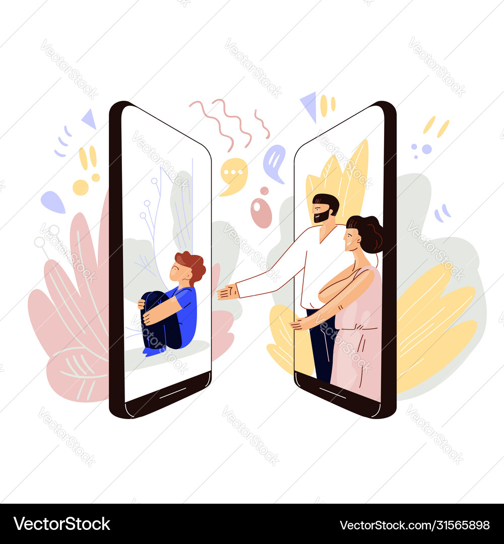 Family Video Call - Remote Connection Royalty Free Vector