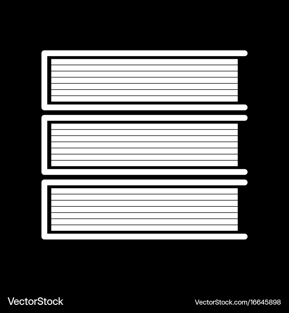 Horizontal stack of books white color icon Vector Image