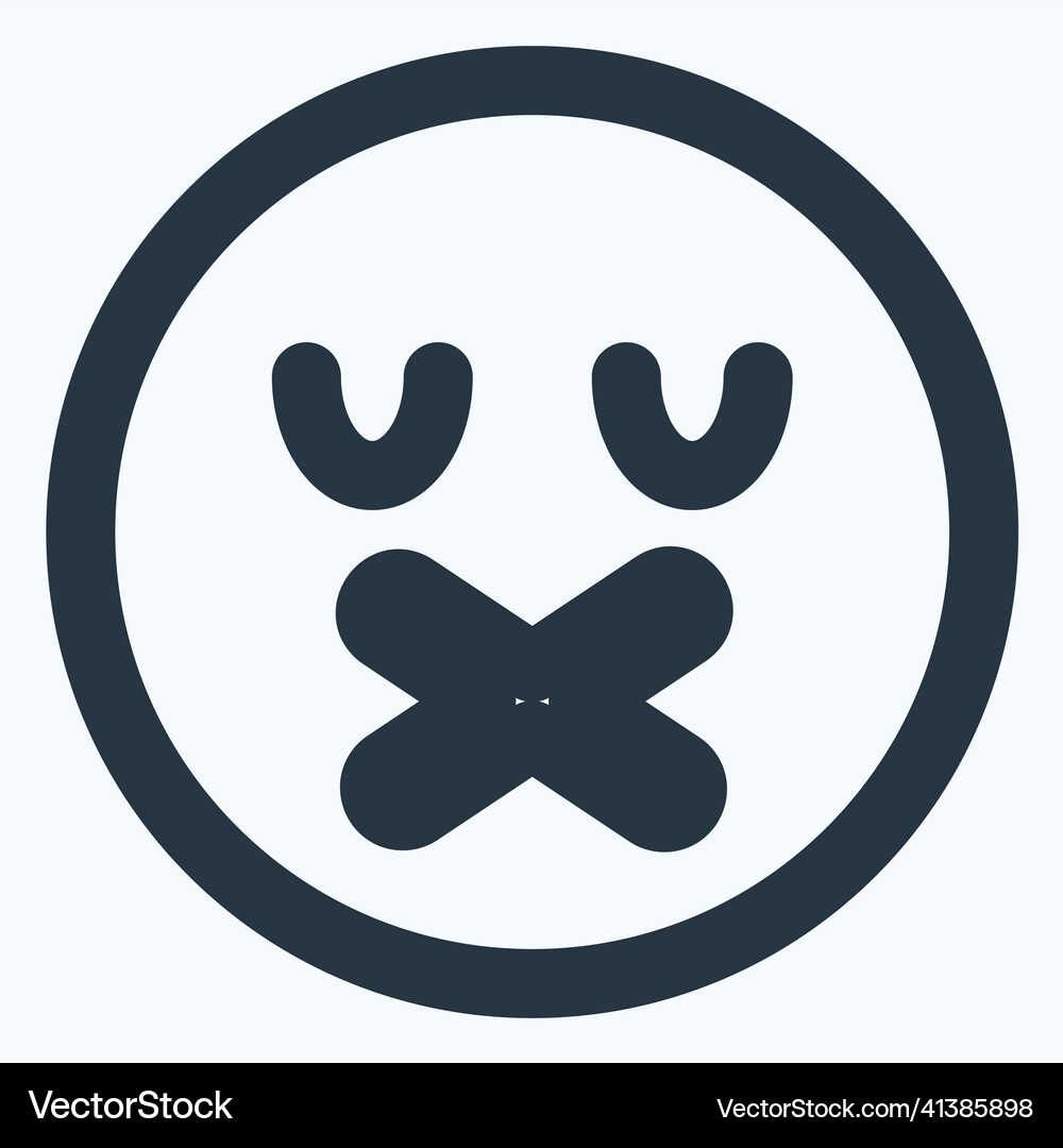 Icon emoticon mute - line cut style Royalty Free Vector