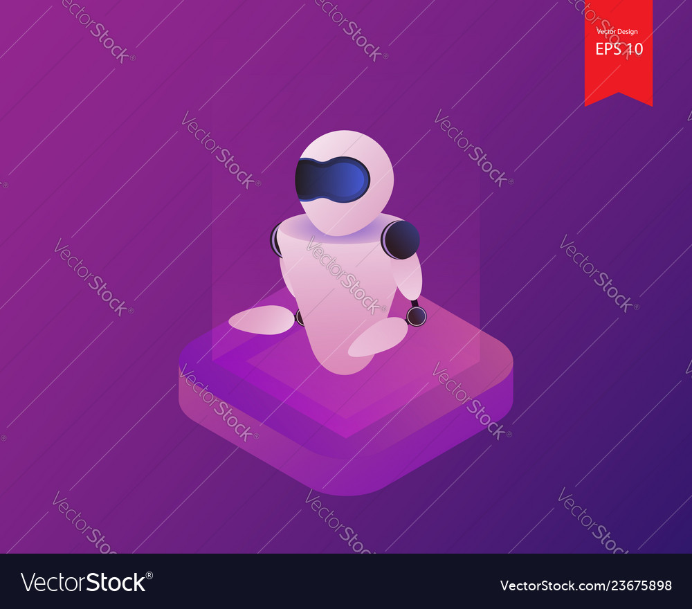 Isometric Artificial Intelligence Robotic Vector Image