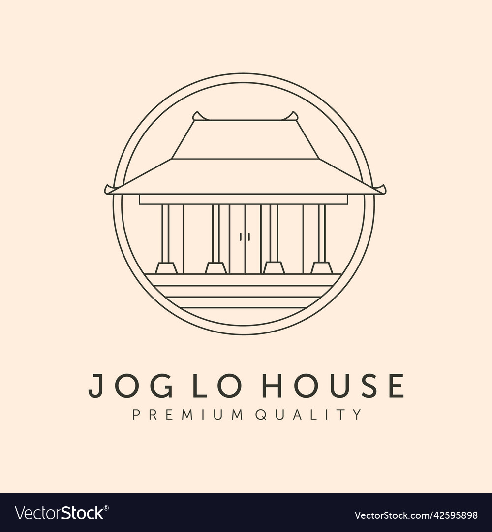 Joglo javanese traditional house line art logo Vector Image Joglo javanese traditional house line art logo Vector Image