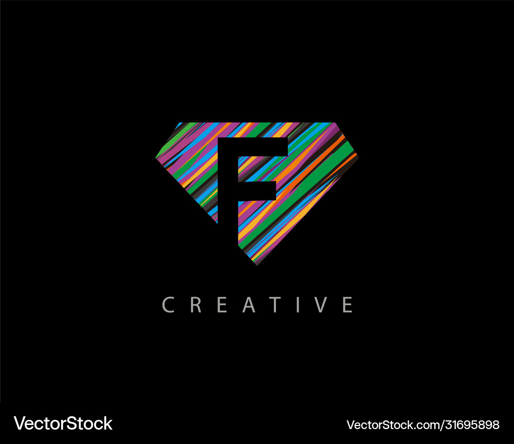 Letter f abstract diamond logo creative Royalty Free Vector