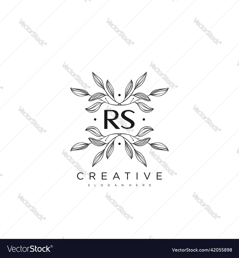 Rs initial letter flower logo template premium art