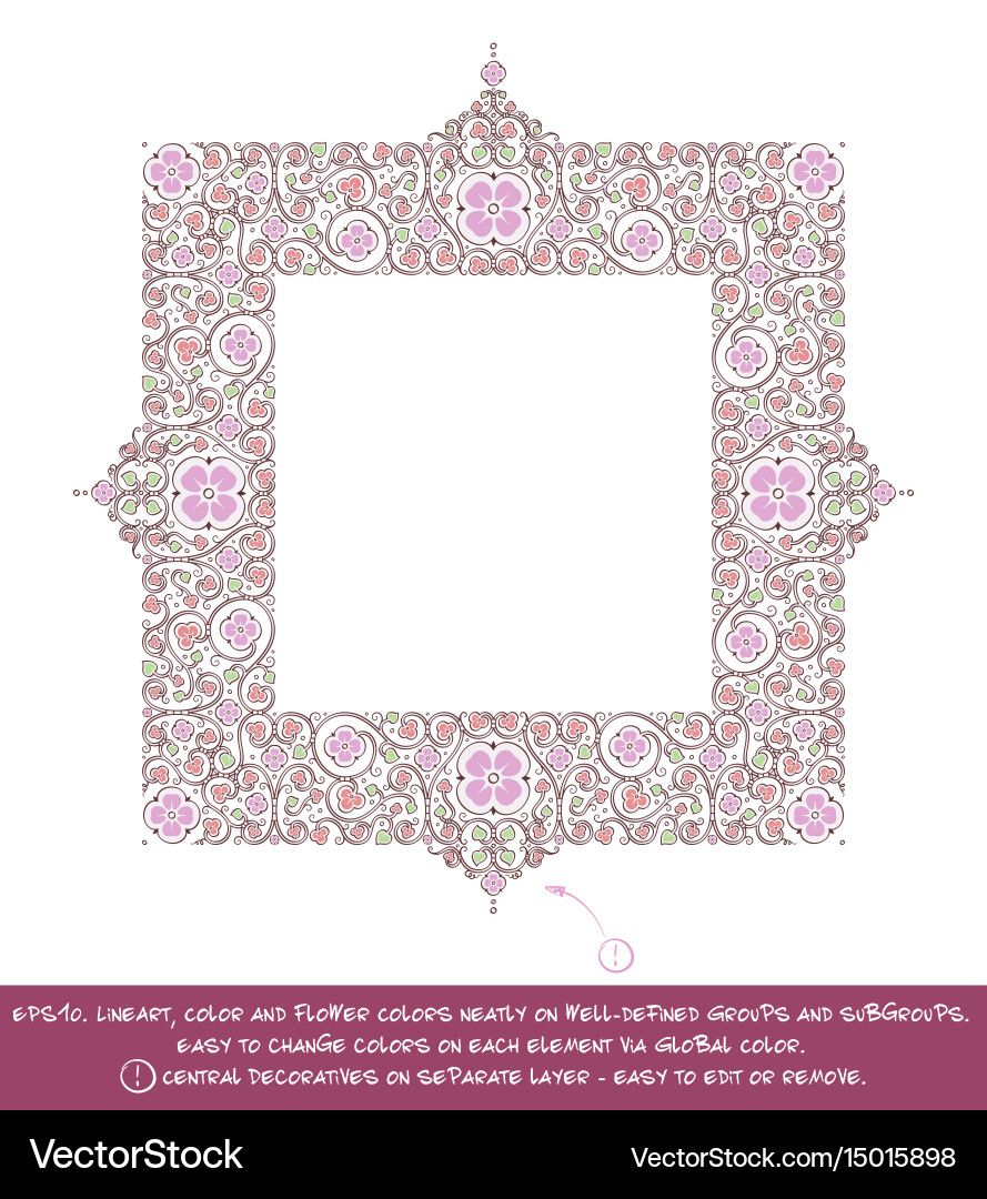 Square flower decorative ornaments - lilac Vector Image