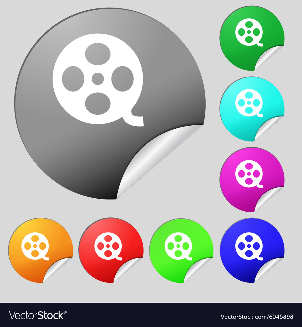 Video sign icon frame symbol set of eight multi Vector Image