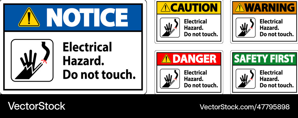 Warning sign electrical hazard do not touch Vector Image
