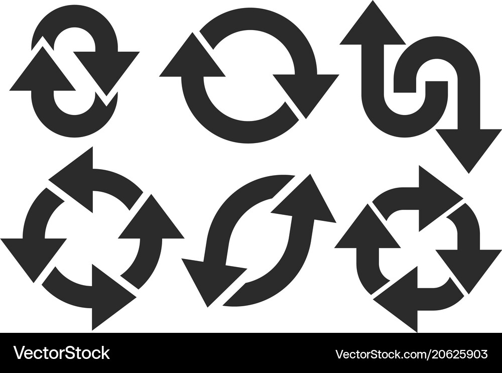 Black bold arrow signs circle motions Royalty Free Vector