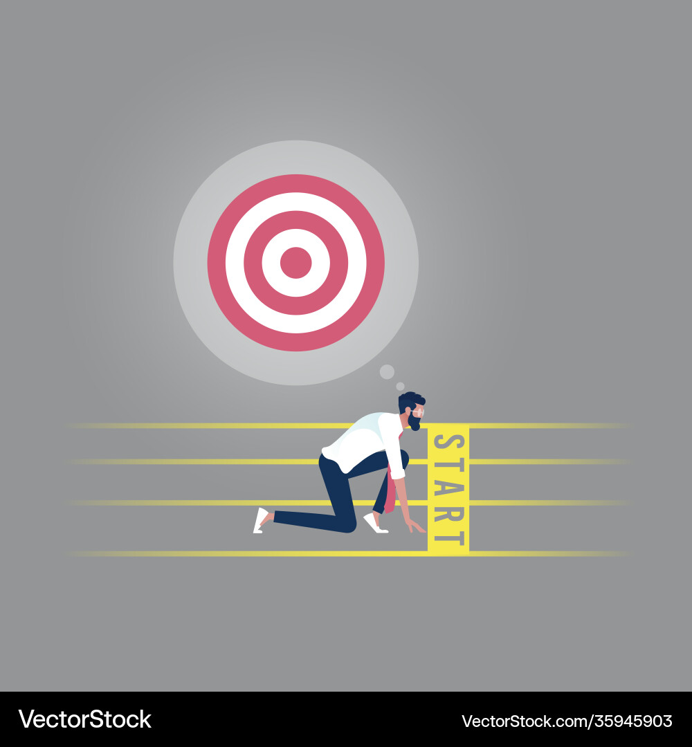 Businessman ready to run at start Royalty Free Vector Image