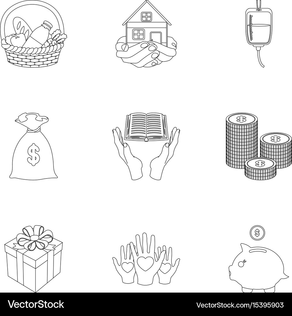 Charitable foundation icons on helping people Vector Image