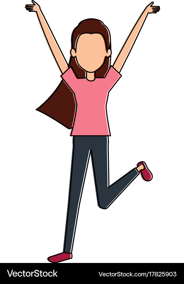 Cheerful jumping woman avatar Royalty Free Vector Image