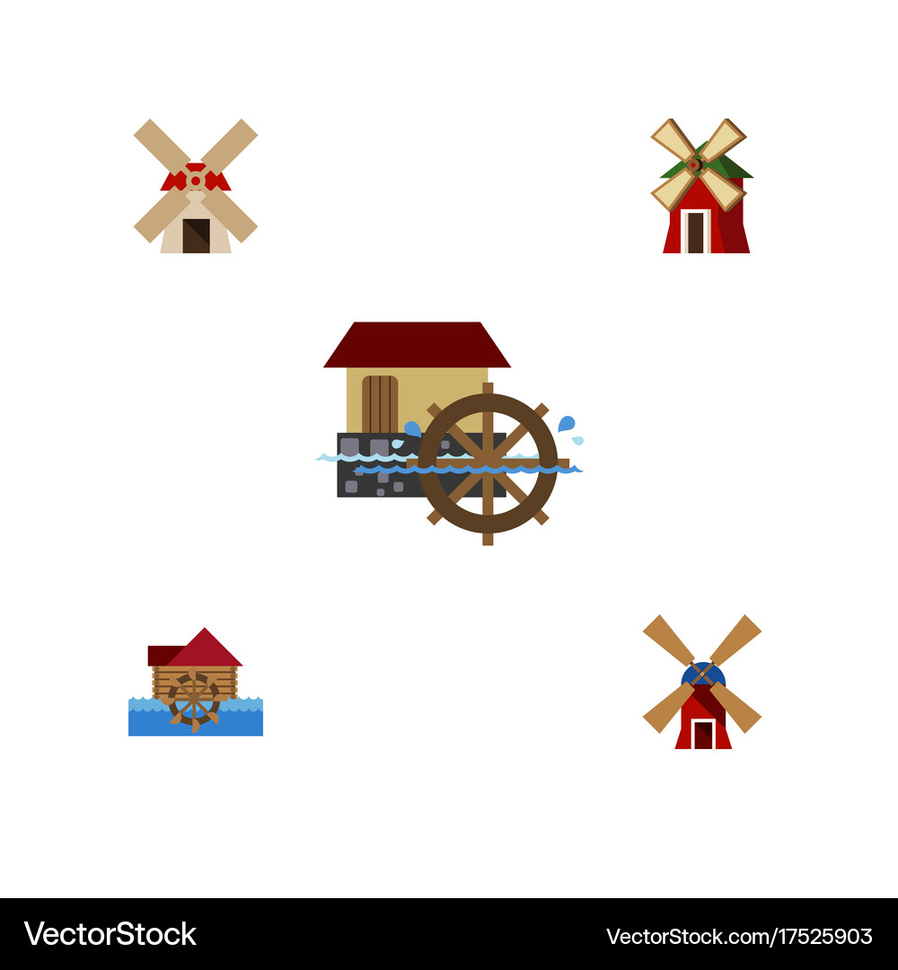 Flat icon energy set wind energy wheel power Vector Image