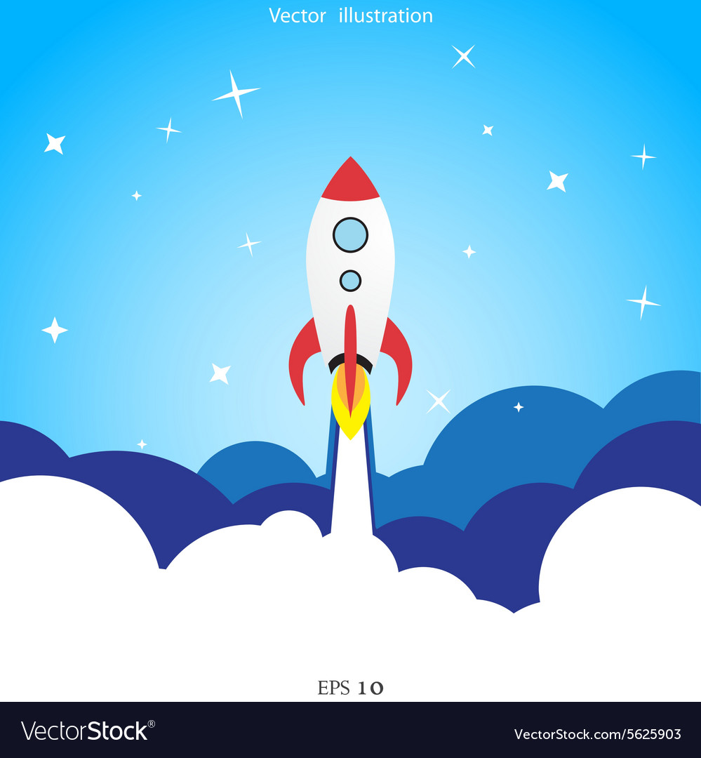 Flat rocket web icon Royalty Free Vector Image